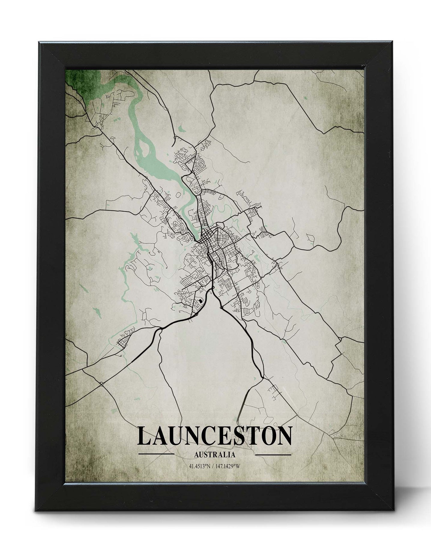 LAUNCESTON CITY MAP WALL DECOR VINTAGE CANVAS ART WORK POSTER MAP COLL ...